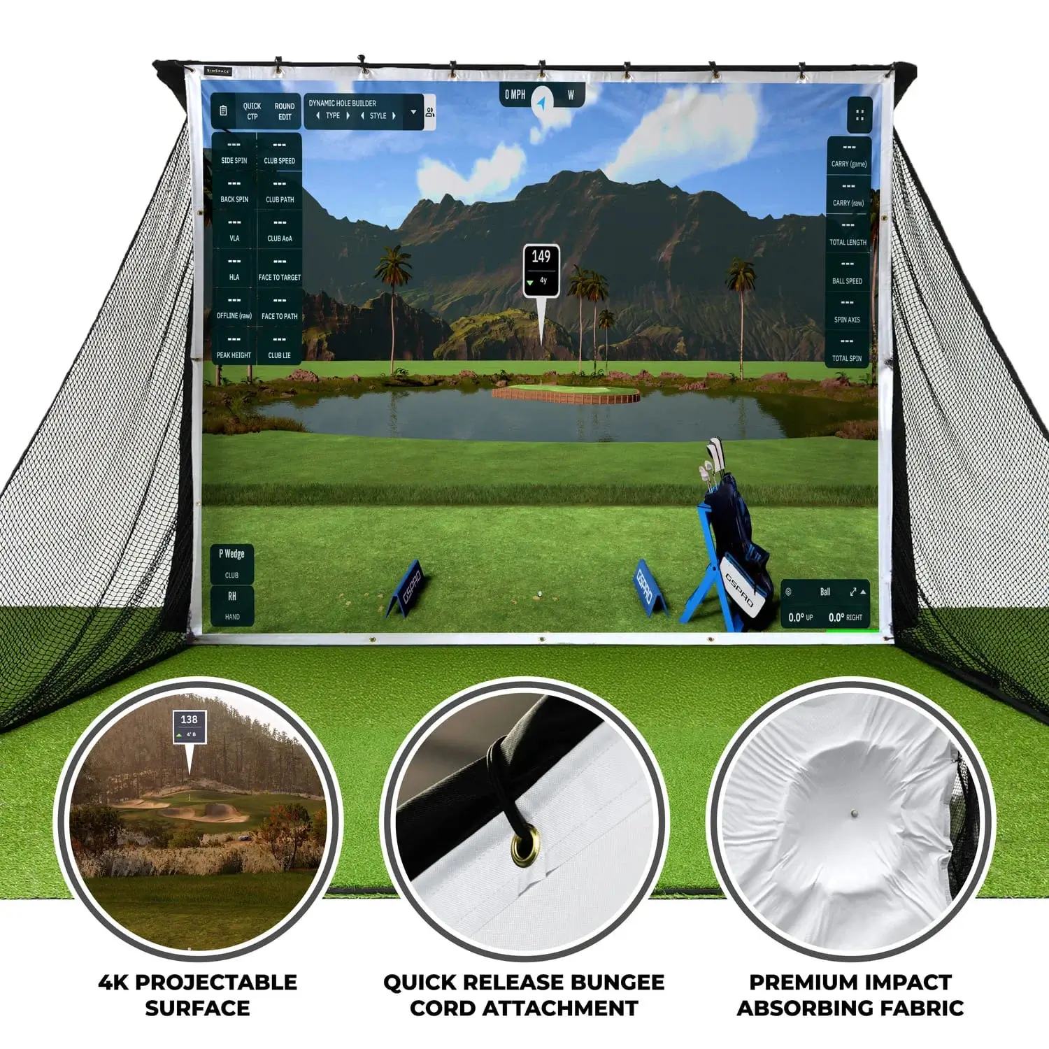 SimSpace Projector Screen for Deluxe Wide Driving Net | Golf Swing Systems